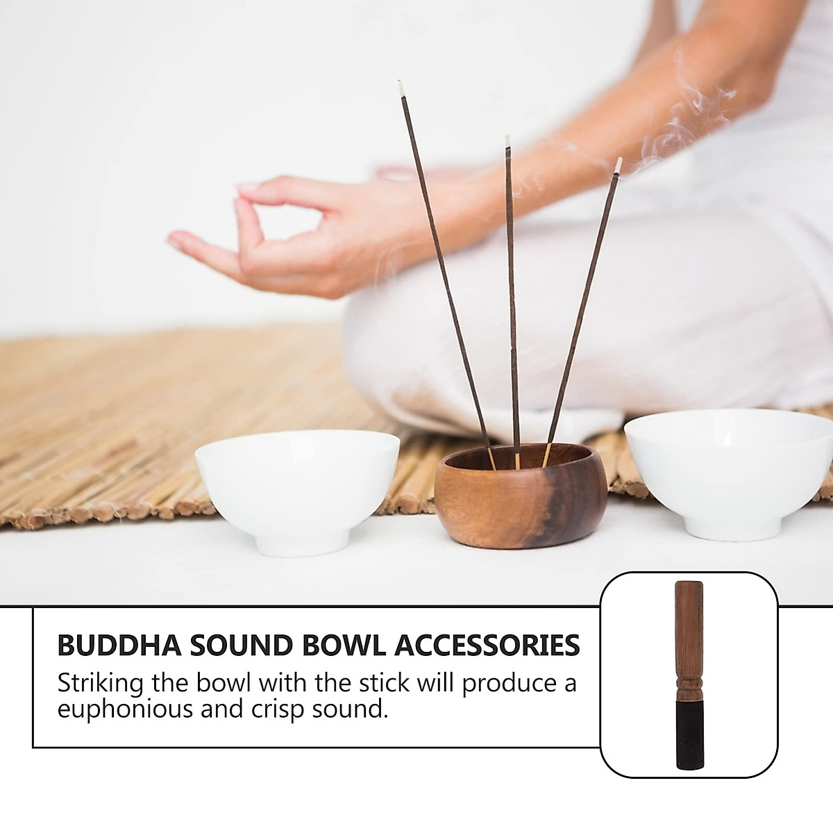 ARTIBETTER Singing Bowl Mallet 13CM Tibetan Singing Bowl Striker Sound Bowl Stick Wooden Buddha Sound Bowl Mallet For Meditation Yoga Relaxation Mindfulness Bowls Brown