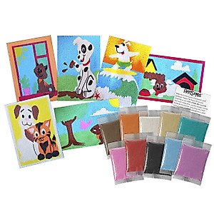 Activa ArtiSands Pets Sand Art Board Craft Kit, 6 Designs & 10 Sand Colors | Includes Storage Box Craft Tray