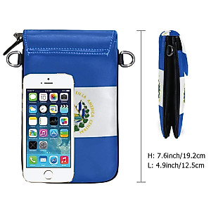 Small Crossbody Cell Phone Purse for Women, Mini Messenger Shoulder Bag Wallet with Credit Card Slots El Salvador Flag