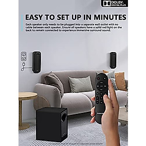 5.1 CH Surround Sound Bar with Dolby Audio, Sound Bars for TV with Wireless Subwoofer, Dolby Digital Plus, Bluetooth 5.0, Surround Sound System for Home Theater, Works with 4K & HD TVs| HDMI & Optical