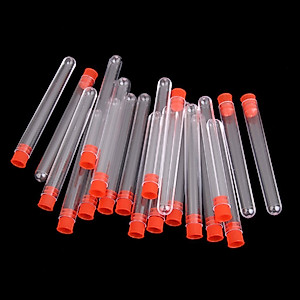 50 Tube - 13x100mm Clear Plastic Test Tube Set with Caps and Rack