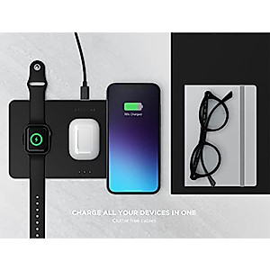 Satechi Trio Wireless Charger with Magnetic Pad –Qi Certified–Compatible with iPhone 13 Pro Max/13 Pro/13, iPhone 12 Pro Max/12 Pro/12, AirPods Pro/Gen 3, Apple Watch Ultra & Series 8/7/SE/6/5/4/3/2/1