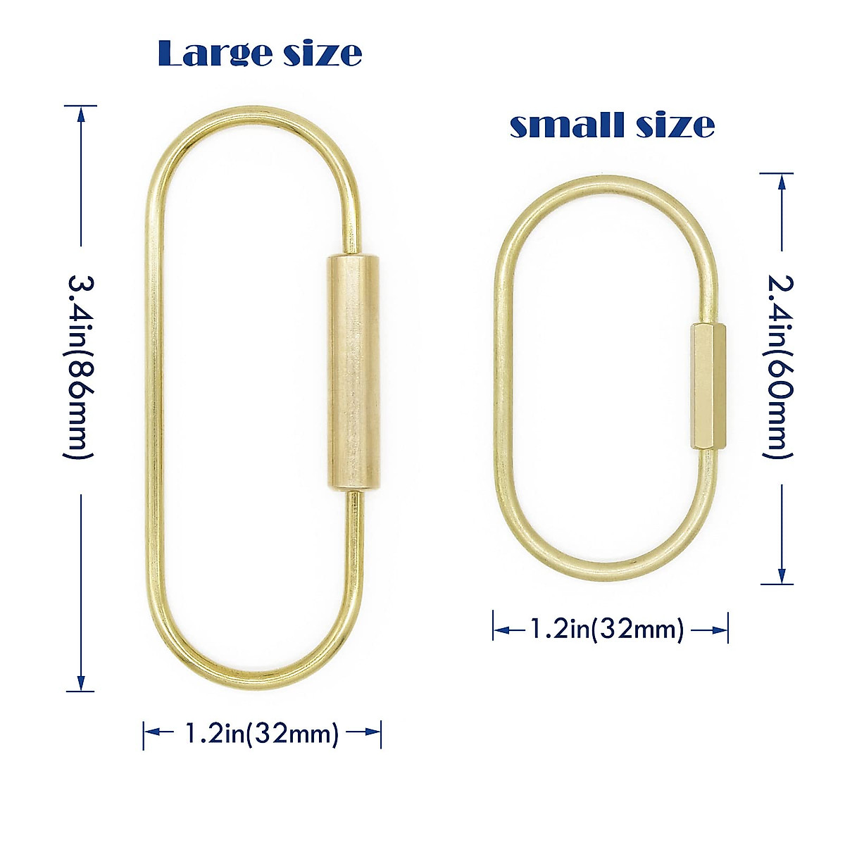 PPFISH Durable Brass Screw Lock Clip Key Chain Ring, Simple Style Car keychain for Men Women