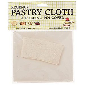 Regency Wraps Pastry Cloth & Rolling Set for Dough, 100% Cotton, Extra Large, 20 x 24 Cloth, 15" Rolling Pin Cover, Natural