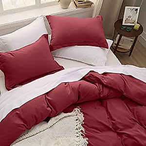Bedsure Red Duvet Cover King Size - Soft Prewashed King Duvet Cover Set, 3 Pieces, 1 Duvet Cover 104x90 Inches with Zipper Closure and 2 Pillow Shams, Comforter Not Included
