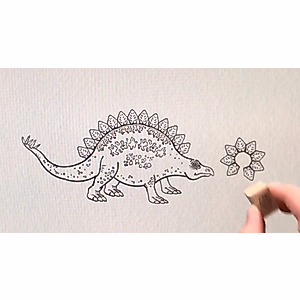 The Purple Cow - Stamper - Dino Maker Stamp Kit for Kids. Paint Stamper for Arts and Crafts. Develop Creativity with 35 Stamps and an Ink pad, for Girls and Boys Ages 6 to 16.