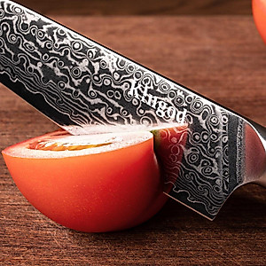 KINGOD 5 Inch Santoku Knife - Japanese VG10 Steel Core - Ultra Sharp Blade - Ergonomic Wooden Handle - Kitchen Essentials