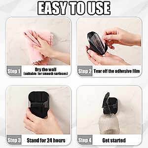 Gerrii 16 Pcs Spray Bottle Holder Wall Mount Spray Bottle Hanger Adhesive Bottle Hooks for Cabinet Plastic Spray Bottle Rack Organizer to Create Storage Space for Kitchen Bathroom Sink Cleaner (Black)