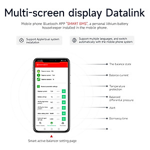 Daly Battery Equalizer 4S 1A with Bluetooth App and Wire Leads and Compatible Active Balancer for Lithium Battery Rated 3.7V 3.2V 2.2V
