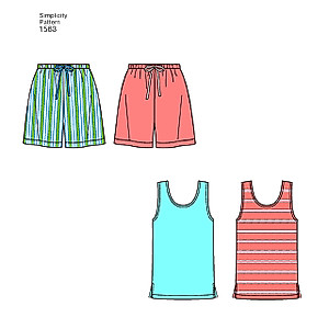 Simplicity US1563A Easy to Sew Teen's, Men's and Women's Pajama Sewing Pattern Kit, Code 1563, Sizes XS-XL