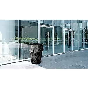 Alpine 48 Gallon Outdoor Trash Can - Commercial Stainless Steel Round Waste Receptacle for Parks, Walking Trails, Office Buildings, Restaurants, Schools, and More(Black Mesh)