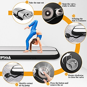 PPXIA Inflatable Gymnastics Mats Air Tumbling Mat - Inflatable Tumble Track 10ft 4 inch Thick, Cheer Mat Air Floor for Kids Home Use Gym Yoga Training Cheerleading With Air Pump