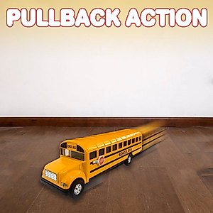ArtCreativity Diecast Yellow School Bus for Kids, 7 Inch Classic School Bus Toy with Pullback Mechanism, Durable Diecast Metal, Party Favors, Best Birthday Gift for Boys and Girls