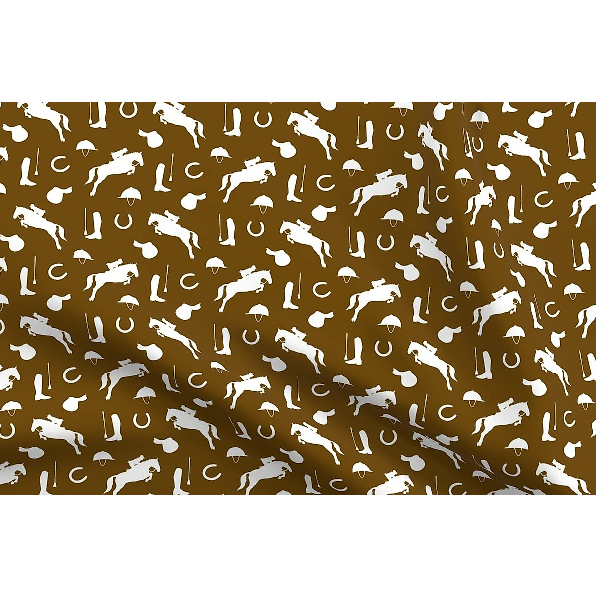 Spoonflower Fabric - Equestrian Brown White Horse Horses Wild Sketch Printed on Polartec(R) Fleece Fabric Fat Quarter - Sewing Blankets Loungewear and No-Sew Projects