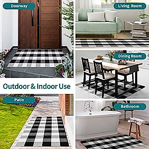 Lamberia Checkered Area Rug Buffalo Plaid Rugs Indoor and Outdoor Black White Checkered Carpet for Kitchen and Hallway (3' x 4'3")