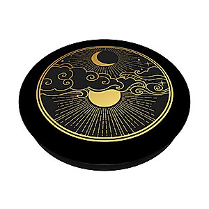 Celestial Sun and Moon Yellow and Black Clouds Stars PopSockets PopGrip: Swappable Grip for Phones & Tablets