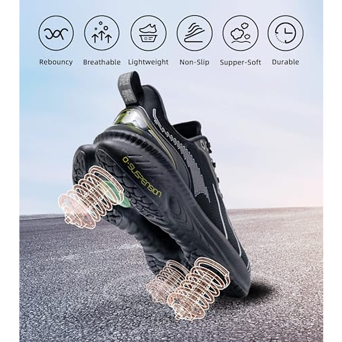 Mens Workout Shoes for Gym Lifting Cross Trainer Comfortable Crossfit Wide Toe Box Athletic Sports Running Shoes Black Size US Men 8.5