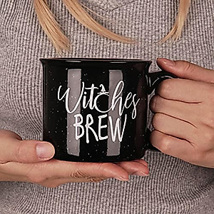 P.G Collin Halloween Witches Brew Coffee Mug for Women Men Kids – Black Ceramic Camping Mug with 14OZ Capacity
