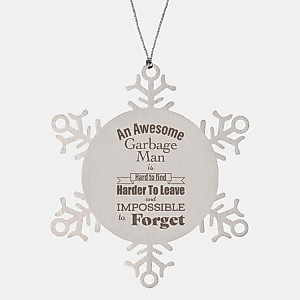 Thank You Gifts for Garbage Man Snowflake Ornament Christmas an Awesome Sanitation Engineer Waste Management Professional Collector Worker Dustman Garbageman Birthday Appreciation