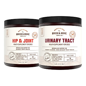 Rocco & Roxie Dog Glucosamine Hip and Joint & Urinary Tract Supplements Bundle