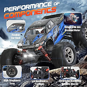 Hosim RC Car 1:16 All Terrain 4WD RC Monster Truck 40+ km/h Buggy Fast Remote Control Racing Cars for Adults and Children (Blue)