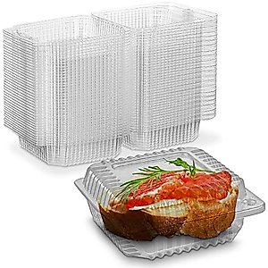 MT Products Clear Plastic Square Hinged Food Container, 5" Length x 5" Width x 2 1/8" Depth, Keep your Food Secure Shallow (40 Pieces) - Made in The USA