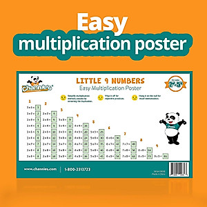 Channie’s Dry Erase My Little 9 Numbers Multiplication Chart to Help Children Ages 6+ Learn, Write & Practice All in One Poster, 8.5" x 14"