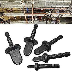 Eyech 5pc Swaging Tool Drill Bit Set, HVAC Repairing Set 1/4'' Hex Shank Air Conditioner Copper Tube Expander Flaring Drill Bit - 1/4'', 3/8'', 1/2'', 5/8'', 3/4''