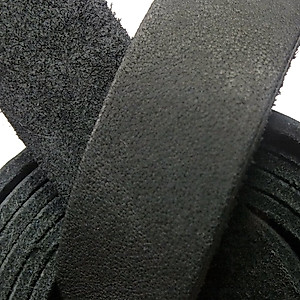 TOFL Genuine Top-Grain Leather Strap | 72 Inches Long | 7/8 Inch Wide | 1/8 Inch Thick (7-8 oz) | 1 Leather Strip for DIY Arts & Craft Projects, Clothing, Jewelry, Wrapping | Black