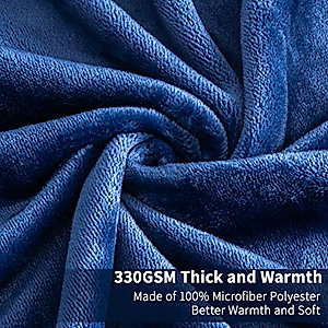 Cambividas Fleece Blanket, King Size Blanket, 330GSM, 90x108 Inches All Season Super Soft Cozy Warm Fuzzy Throw Blanket for Bed, Sofa, Travel, Camping, Navy Blue