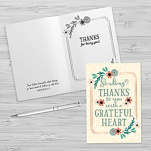 Faithfully Yours Designer Greetings Inspirational Thank You Boxed Card Assortment, With Gratitude with Biblical Scripture Verses (Box of 12 Greeting Cards with Envelopes)