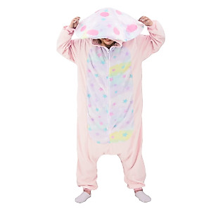 XIGUAGUO Adult Cartoon Mushroom Onesie Costume Animal Cosplay Christmas Homewear Pajamas Sleepwear for Women and Men
