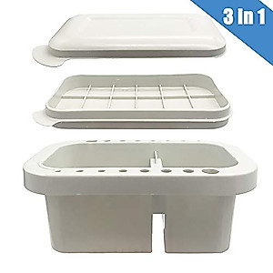 Multifunction Paint Brush Basin,Paint Brush Tub with Brush Holder and Palettes,Artist Brush Cleaning Washer with Handle for Indoor Outdoor Painting,Plastic