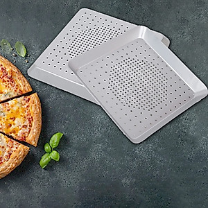 prettDliJUN Square Pizza Pan for 8 Inch-16 Inch Pizza, Non-Stick Aluminium Alloy Pizza Bread Meal Baking Pan Kitchen Baking Tools