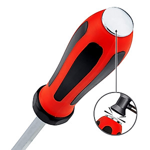 Jetech Flat-Head Demolition Screwdriver with Striking Cap 8x150mm, S2 Steel Slotted Go Through Screwdriver, Magnetic Tip, Ergonomic Soft Grip TPR Handle