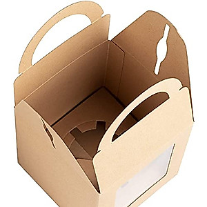 Kraft Paper Cupcake Gift Boxes with Clear Display Window, Individual Serving Bakery Box (100 Pack)