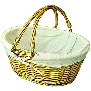 Wicker Picnic Baskets | Little Red Riding Hood Basket for Kids | Hand Woven Wicker Great for Easter Basket | Storage of Plastic Cheap Easter Eggs Candy Gift Wedding Baskets (White)
