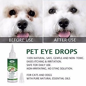 60ML Pet Eye Drops for Dog & Cat Relieve Eyes Itching & Irritation, Pink Eye & Allergies Symptoms Safe & Gentle Formula for All Animals