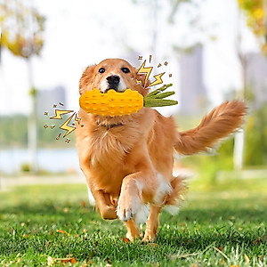 LIFLIX Squeaky Dog Toys, Durable Dog Chew Toys, Strong Tough Dog Toy with Natural Rubber, Teething Chew Toys for Small Medium Large Dogs, Kiwano Horned Cucumber Shape