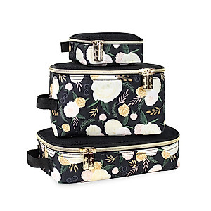 Chelsea + Cole for Itzy Ritzy Packing Cubes – Set of 3 Floral Packing Cubes or Travel Organizers; Each Cube Features a Mesh Top, Double Zippers and a Fabric Handle; Floral