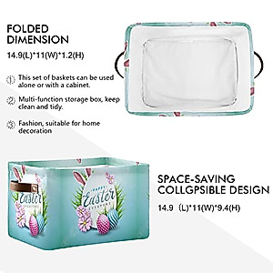 Foldable Storage Basket, Cube Organizer Bins Happy Easter Cube Bag Dual Handles for Closet Shelf