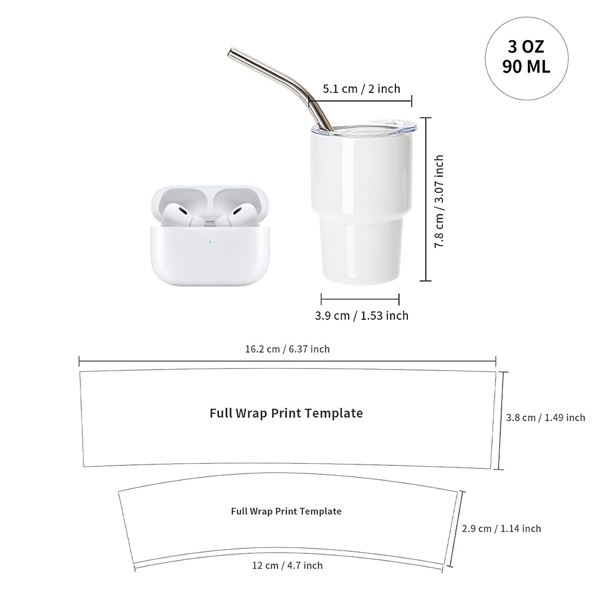PYD Life 12 Pack 3 OZ Sublimation Shot Glasses Tumblers Blanks Bulk White Mini Wine Tumbler Stainless Steel Tumblers Cups with Lid and Straw for Sublimation Oven Printing