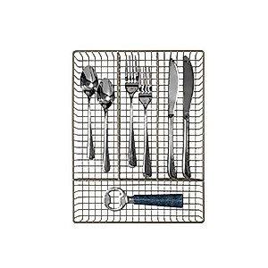 Spectrum Grid Modern Farmhouse Organizer & Utensil Holder, Rustic Kitchen Storage & Cutlery Tray, Silverware Drawer Organizer, Small, Satin Nickel