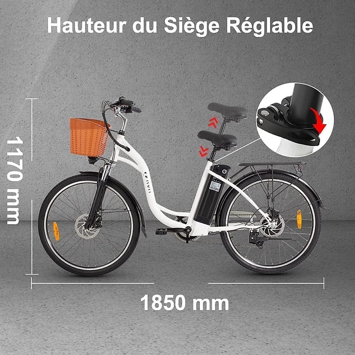 DYU Electric Bike for Adults, 26" Ebike with Peak 500W Brushless Motor, Up to 50Miles Commuting Electric Bike with 562Wh Removable Battery, 7-Speed, UL Certified