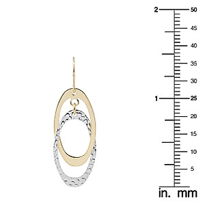Kooljewelry 10k Two-tone Gold Textured and High Polish Overlapping Ovals Dangle Earrings