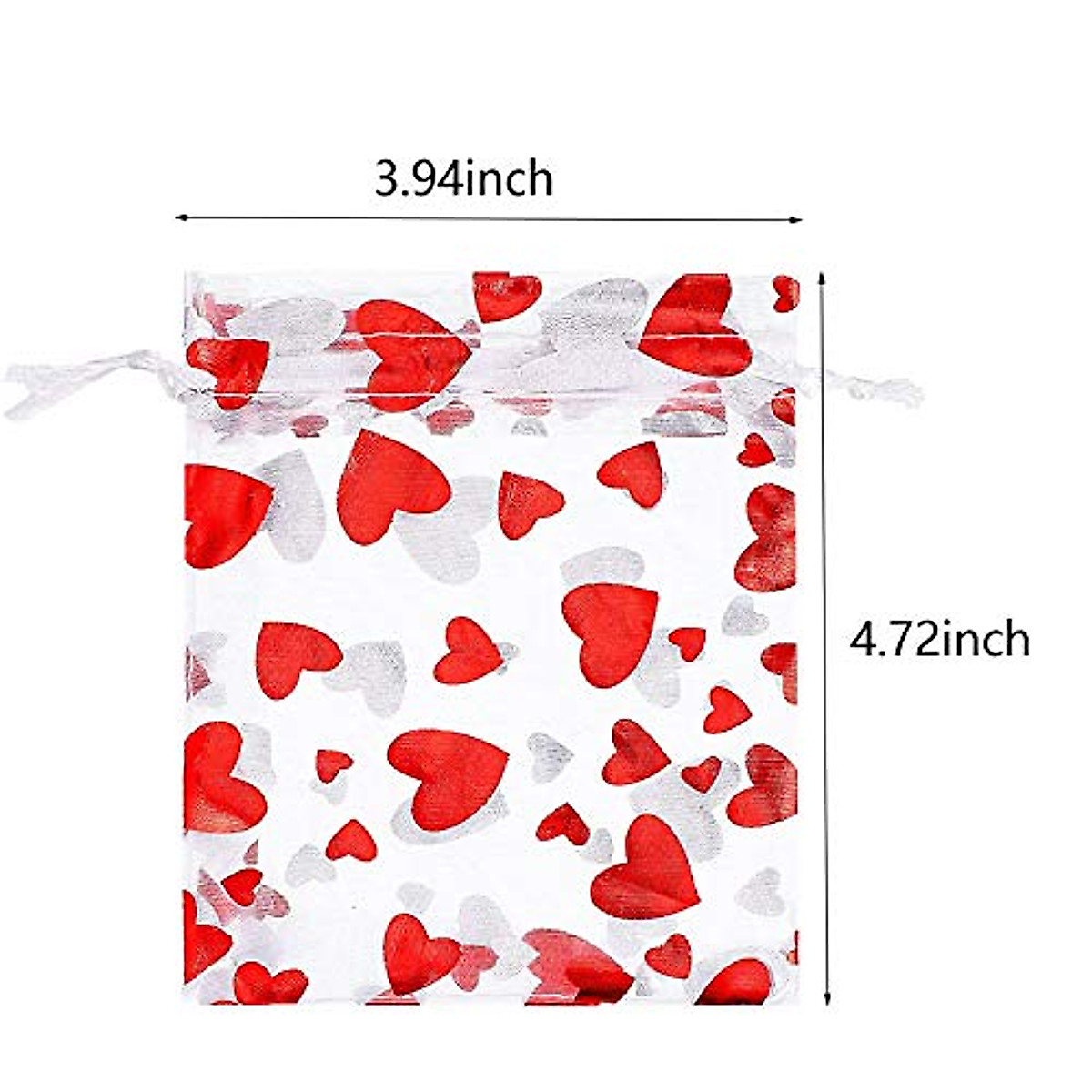 Llxieym 150 Pieces Valentine's Day Love Heart Organza Bags Gift Bags Jewelry Pouches Drawstring Pouches Candy Goodies Bags Food Storage Bags for Valentine's Day Wedding, 3 x 4 Inches