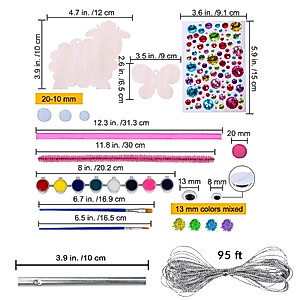 Winlyn 36 Sets Wooden Easter Wind Chimes Ornaments Easter Craft Kits Paintable Unfinished Wood Easter Egg Bunny Chick Tulip Pom Poms Wind Chimes Arts and Crafts for Spring Party Activities