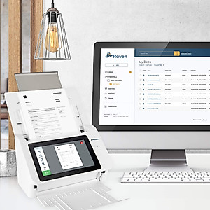 Raven Original Document Scanner - Huge Touchscreen, Color Duplex Feeder (ADF), Wireless Scanning to Cloud, WiFi, Ethernet, USB, Home or Office Desktop (2nd Gen)