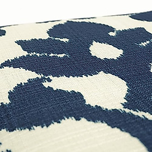 Pillow Perfect Damask Outdoor Wicker Patio Seat Cushion, Reversible, Weather, and Fade Resistant, Round Corner - 19" x 19", Blue/White Basalto, 2 Count