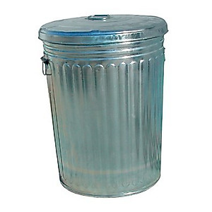 Pre-Galvanized Trash Can with Lid, 20 gal, Galvanized Steel, Gray